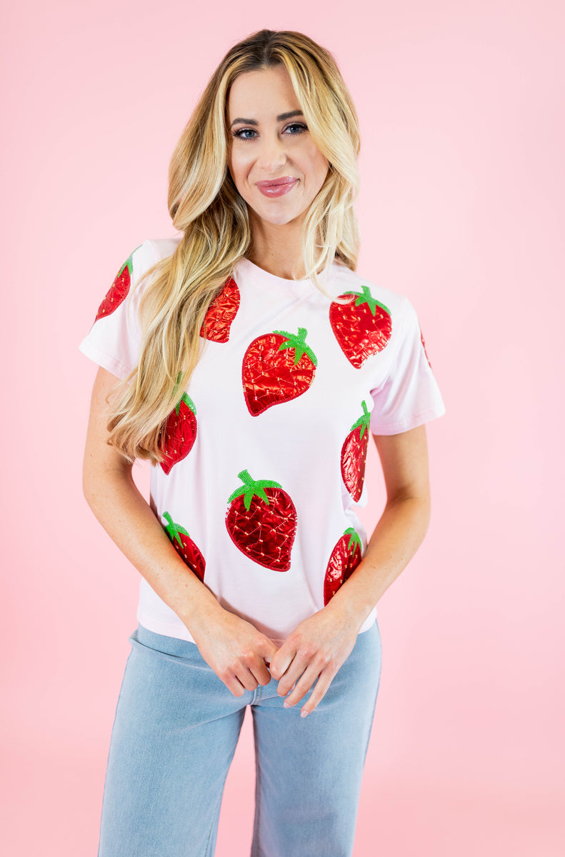 Obsession Exclusive: Metallic Strawberry Tee – Obsession Boutique