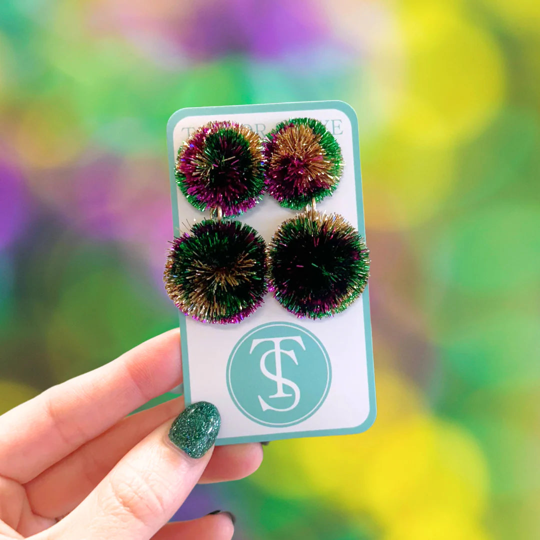 Taylor Shaye: Mardi Gras Poms Earrings – Obsession Boutique